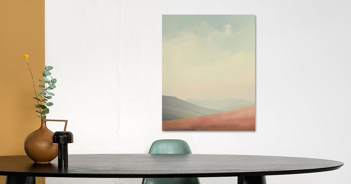 Modern abstract landschap in pastelkleuren van Studio Allee op canvas, behang en meer